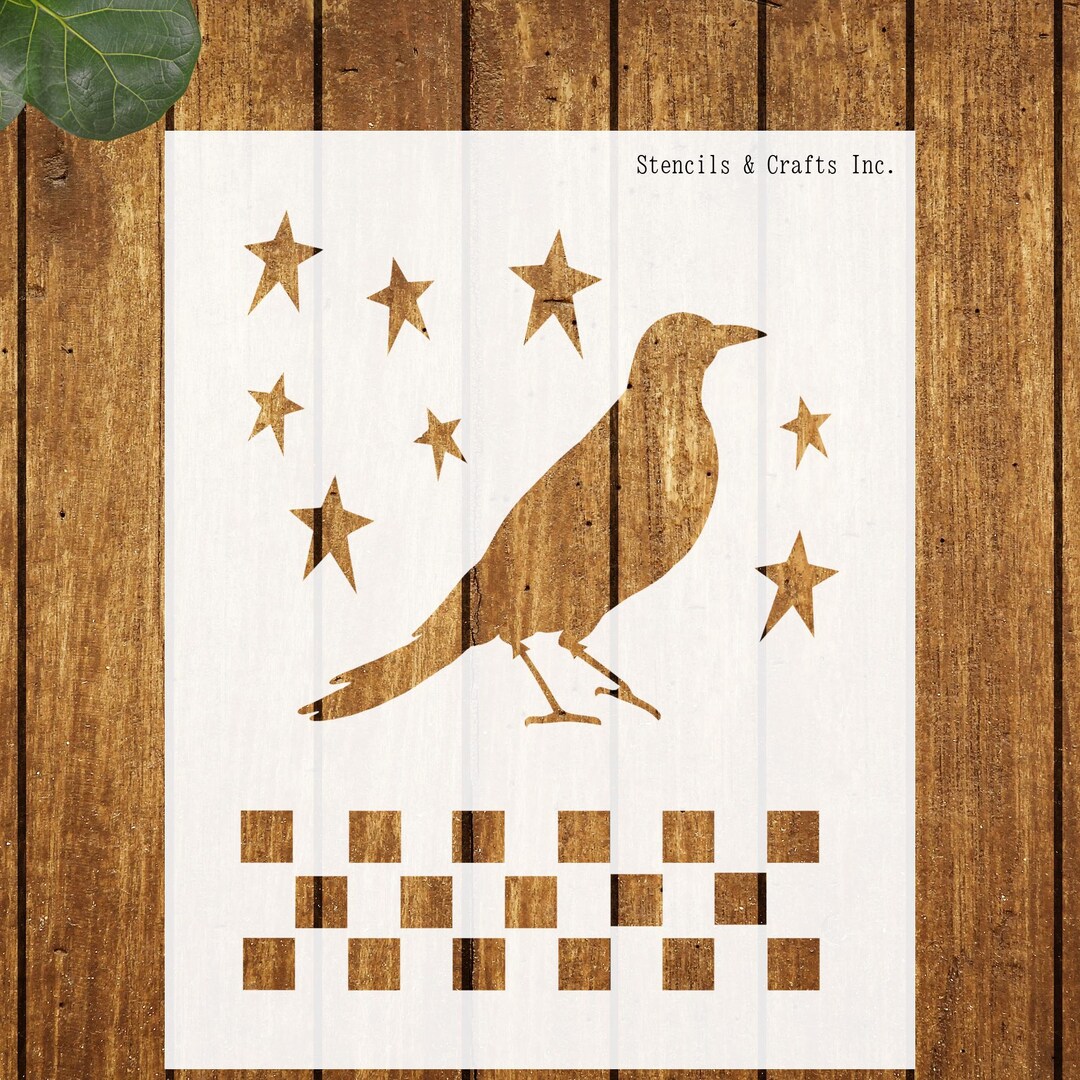 CROW STENCIL, Raven Stencil, Primitive Stencil, Folk Art Stencil, Bird ...