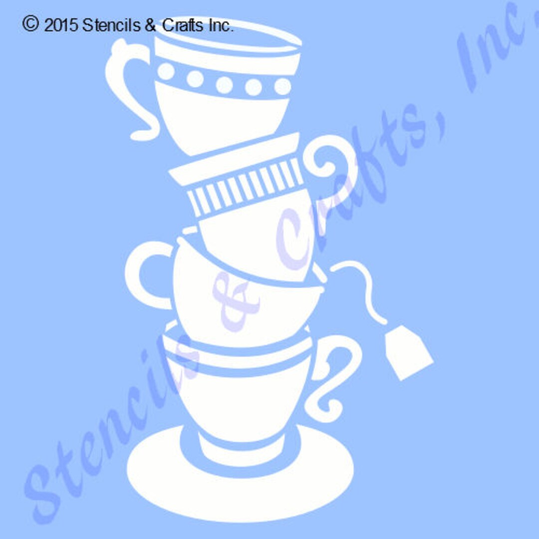 TEACUPS COFFEE STENCIL, Coffee Cup Stencil, 4 Teacup Stencil, Painting ...