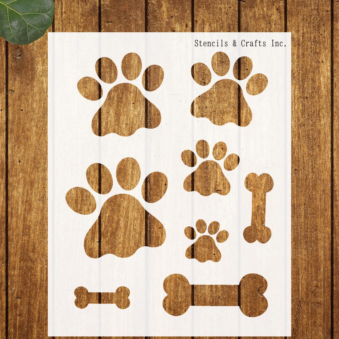 PAW PRINTS STENCIL, Animal Paw Prints, Bone Stencil, Painting Stencil ...