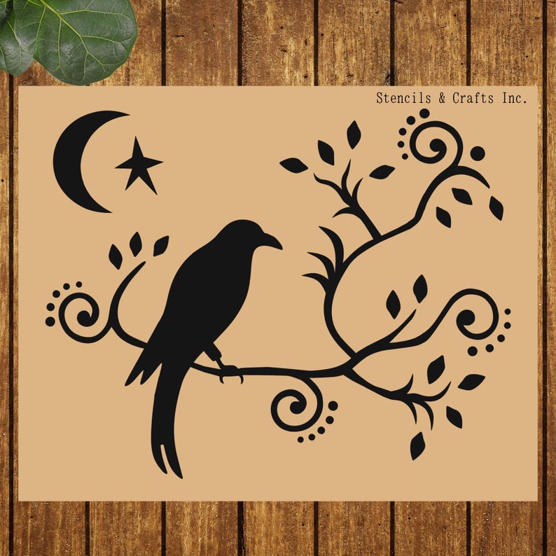 CROW STENCIL, Raven Stencil, Folk Art Stencil, Primitive Stencil, Bird ...