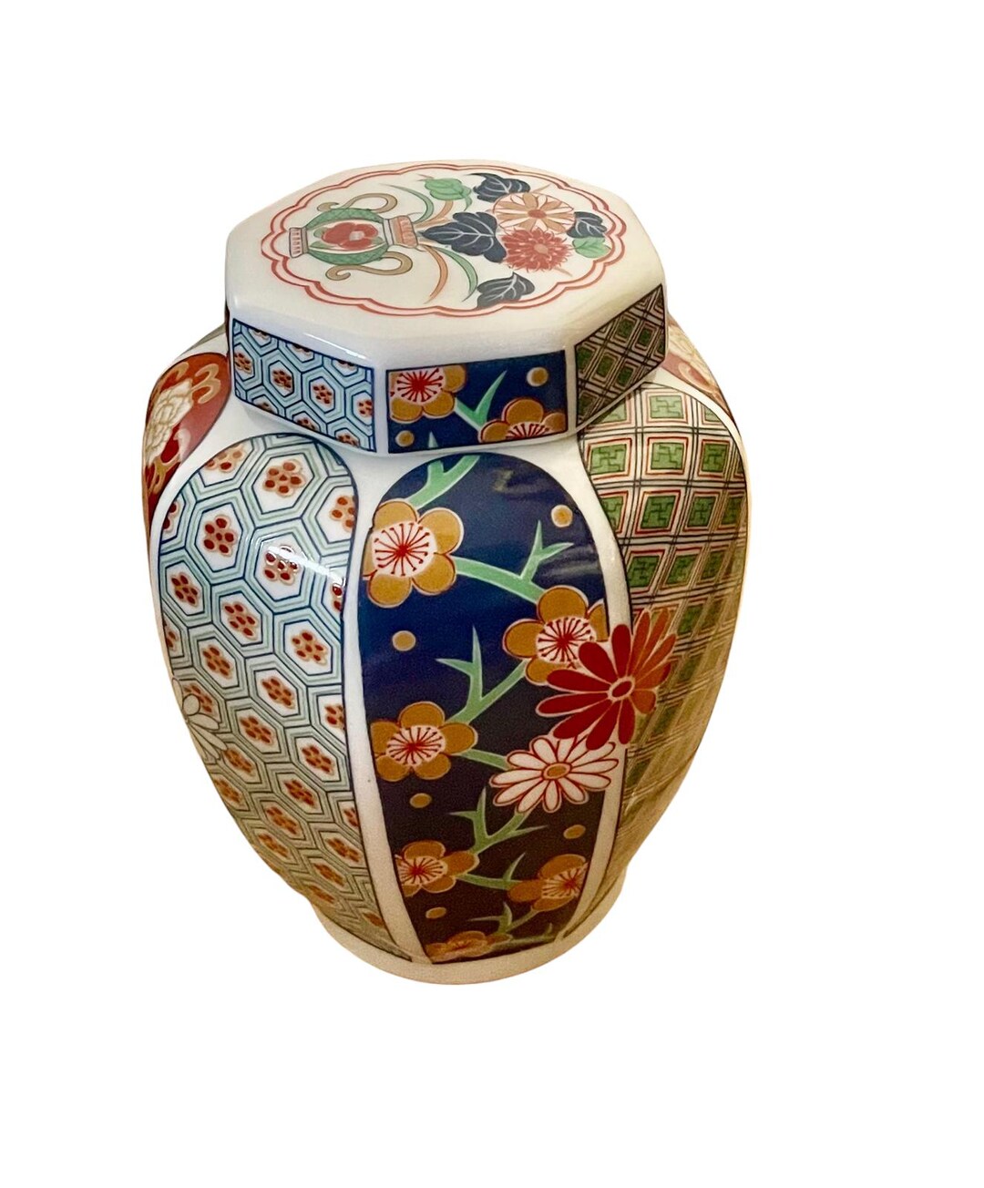 Vantage Arita Imari Style Japanese Ginger Jar With Lid Octagonal ...