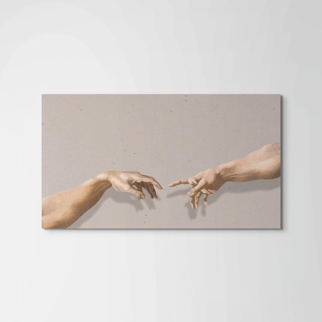 Divine Finger of God Wall Art Canvas Frame Included Religious Decor for ...