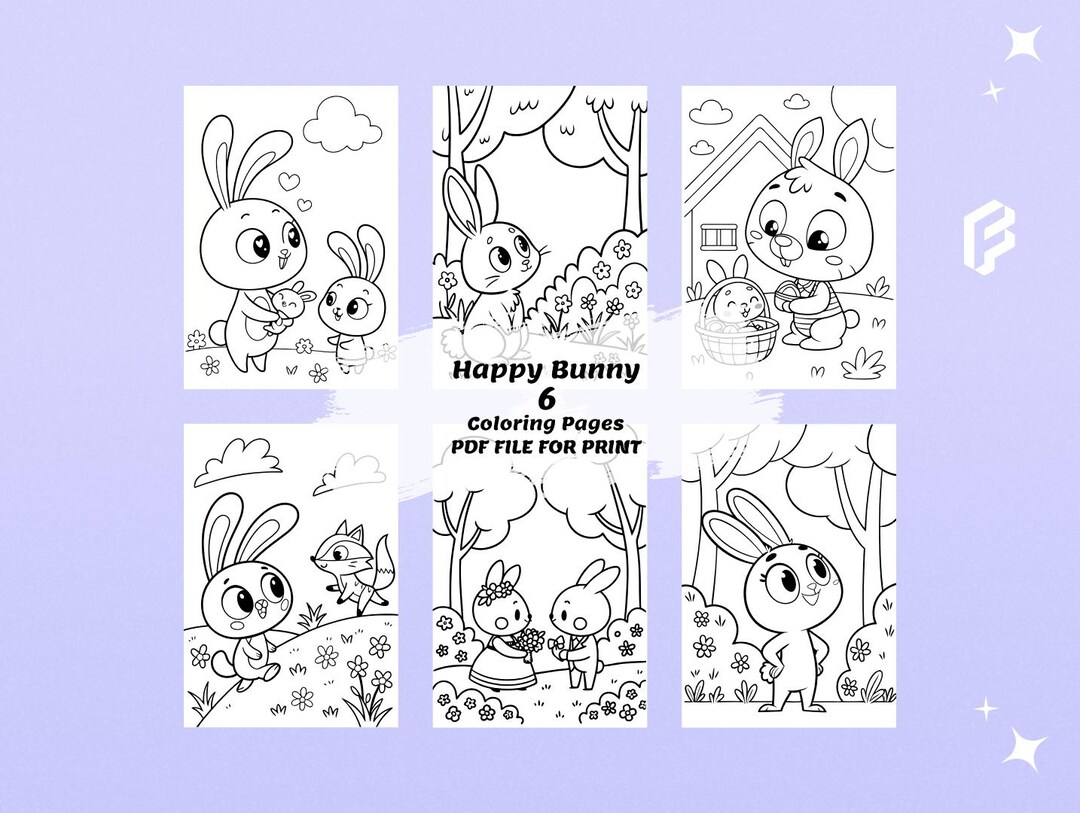 Happy Bunny Coloring Book Drawing Book With Designs by Artsyfactory - Etsy