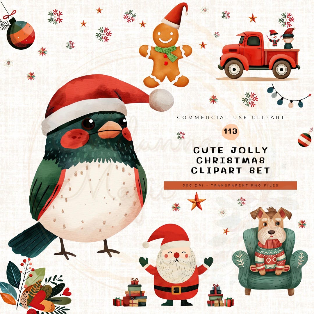 113 Cute Christmas Characters Clipart | Christmas Clipart PNG Bundle ...
