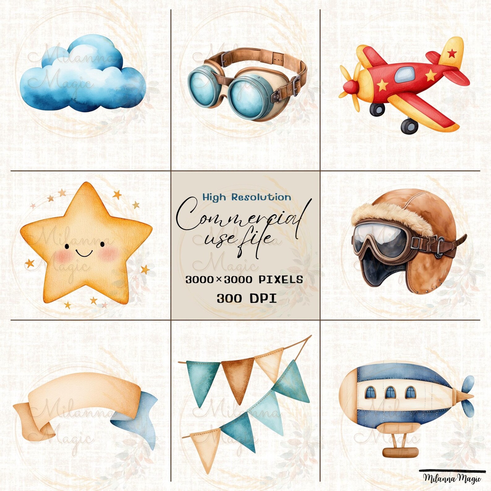 Capybara Aviator Clipart | Cute Pilot Capybara Art | Watercolor Animal ...