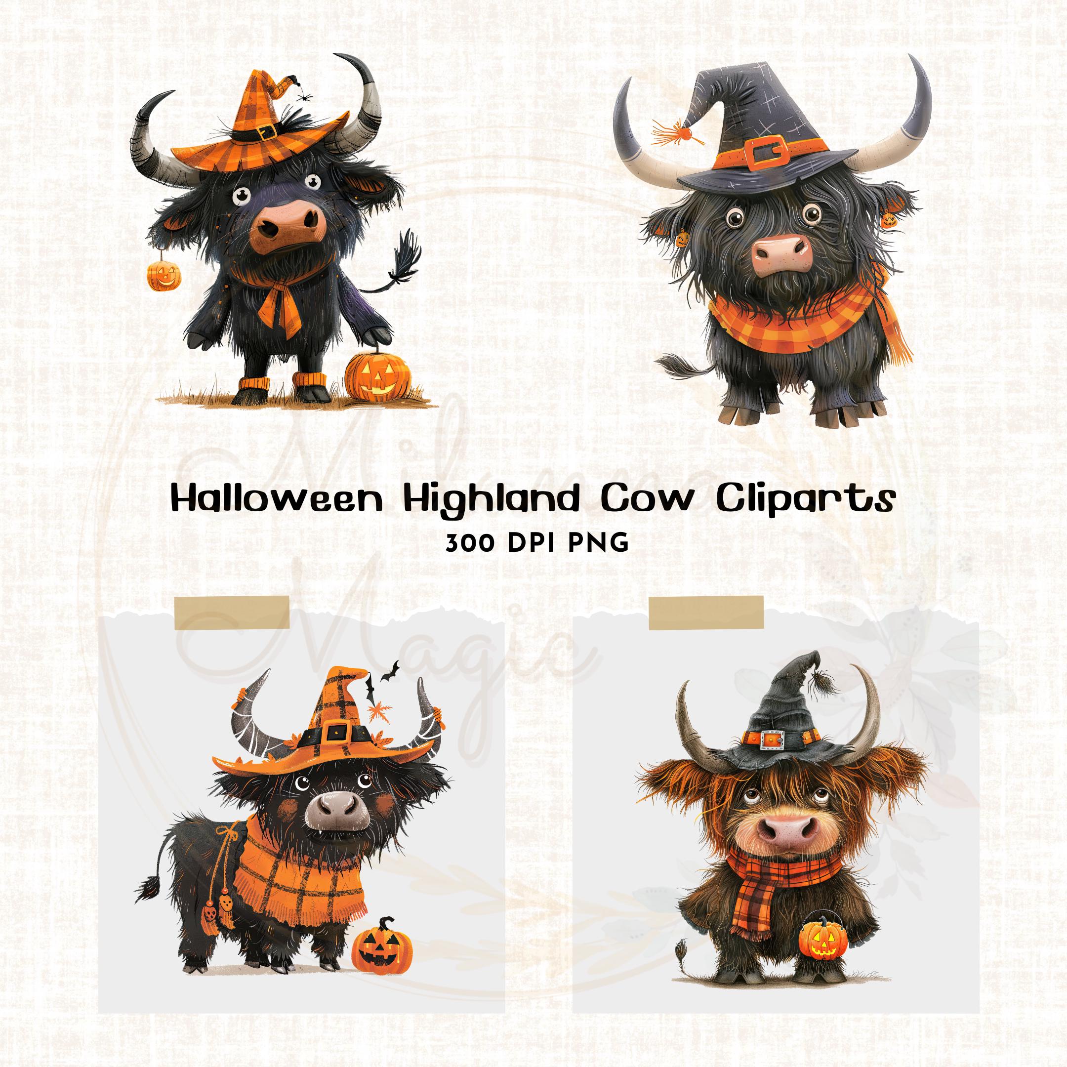 Halloween Highland Cow Clipart Bundle | 22 Quirky Cow Costume Pngs ...
