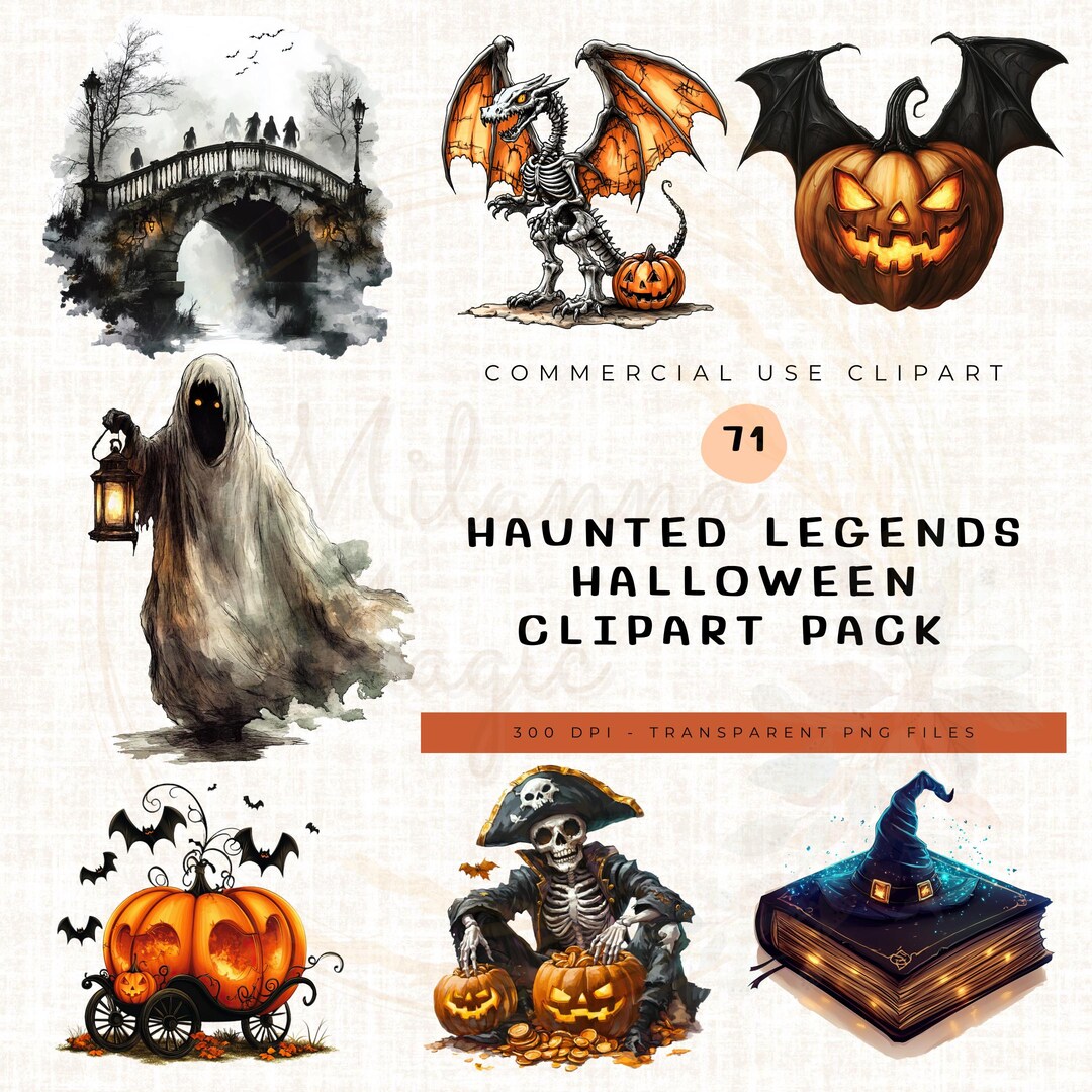 Spooky Halloween Clipart Set | Watercolor Graphics | Haunted House ...