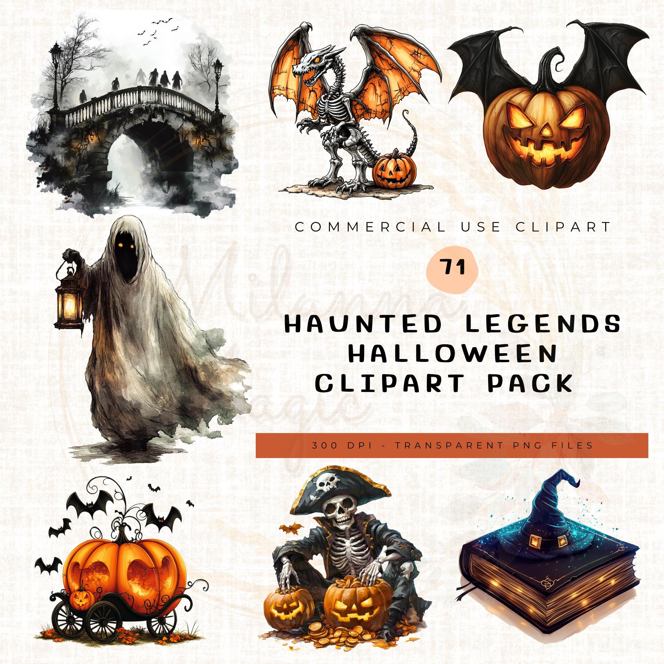 Spooky Halloween Clipart Set | Watercolor Graphics | Haunted House ...