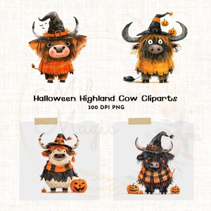 Halloween Highland Cow Clipart Bundle | 22 Quirky Cow Costume Pngs ...