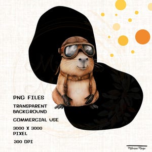 Capybara Aviator Clipart | Cute Pilot Capybara Art | Watercolor Animal ...