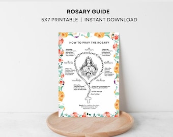 Kids Rosary Guide, Printable Rosary Card, Catholic Prayer Card ...