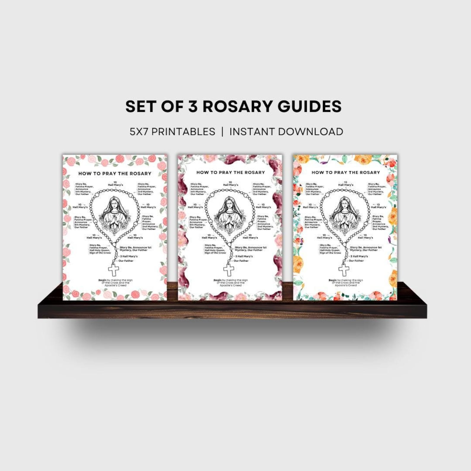 Kids Rosary Guide, Printable Rosary Card, Catholic Prayer Card ...