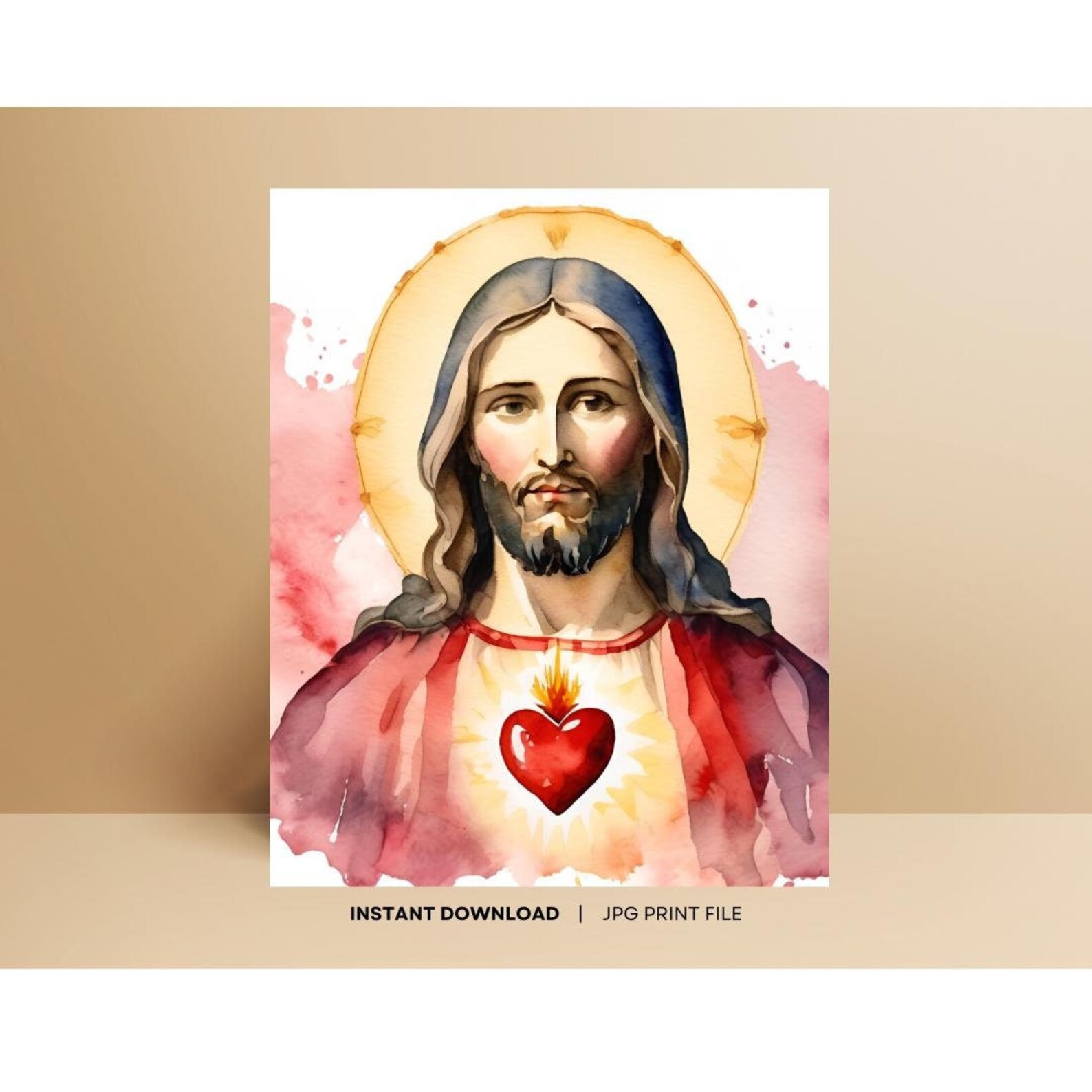 Sacred Heart of Jesus Poster, Catholic Wall Art, Catholic Poster ...