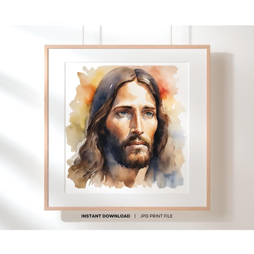 Watercolor Jesus Poster, Catholic Wall Art Catholic Poster Catholic ...