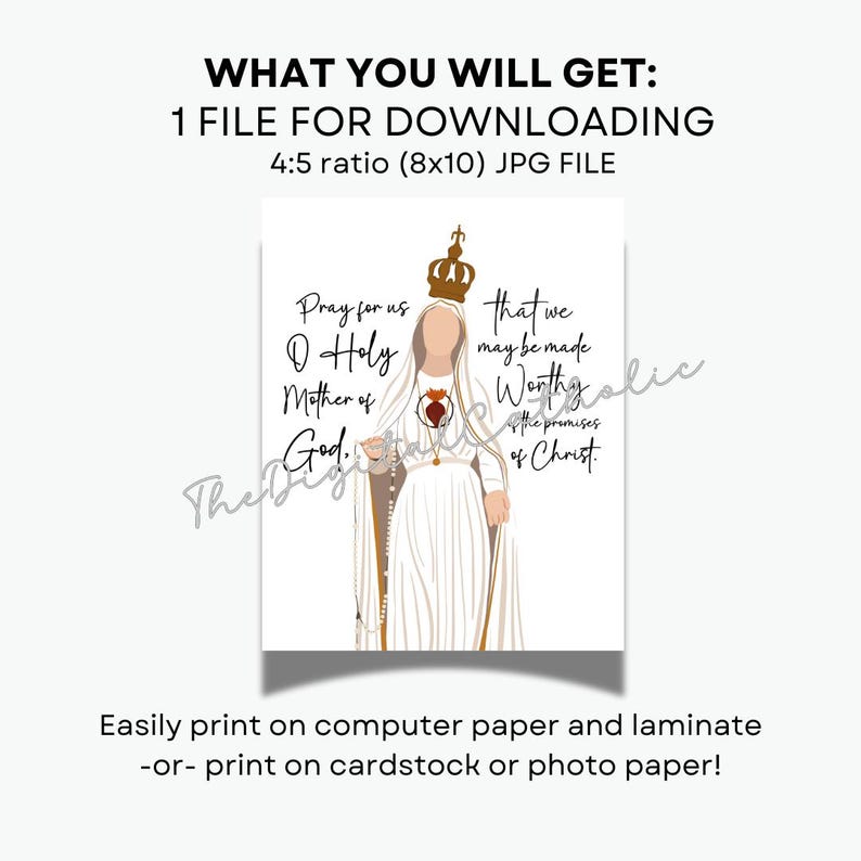 Marian Art, Catholic Wall Art, Our Lady of Fatima, Catholic Prayer ...