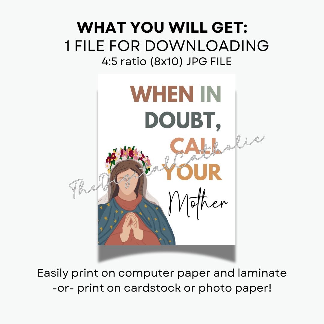 Mother Mary Poster, Catholic Classroom Poster, Catholic Wall Art ...