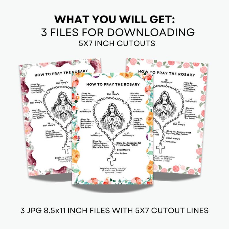 Kids Rosary Guide, Printable Rosary Card, Catholic Prayer Card ...