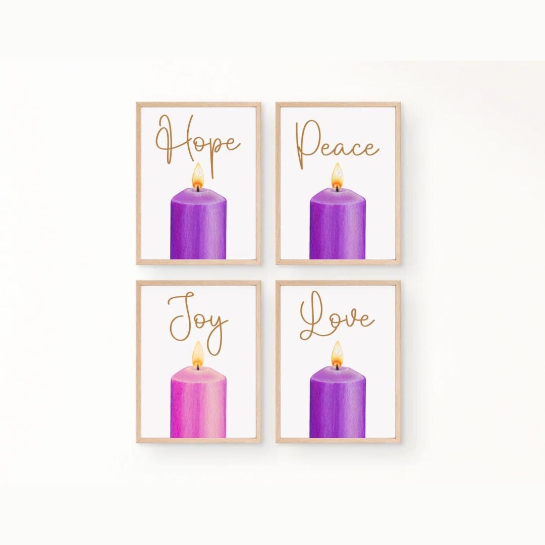 Advent Wall Art, Advent Candle Decor, Advent Candle Printable Catholic ...