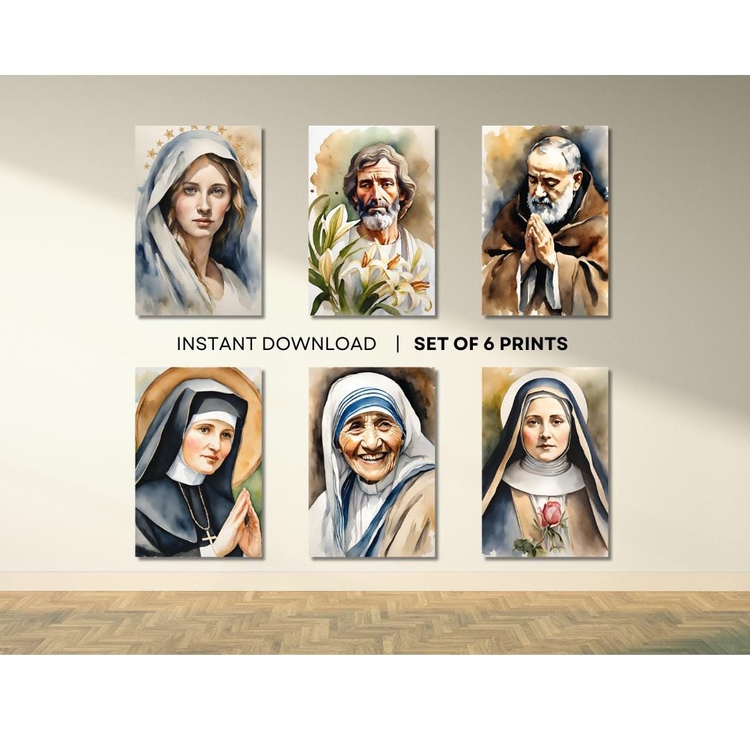 Catholic Saint Poster Bundle, Catholic Saints Wall Art, Catholic Poster ...