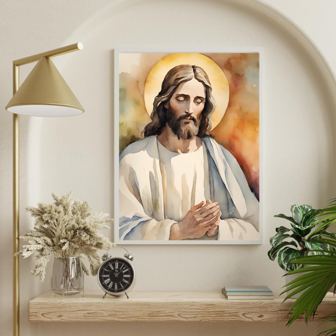Watercolor Jesus Poster, Catholic Wall Art Catholic Poster Catholic ...