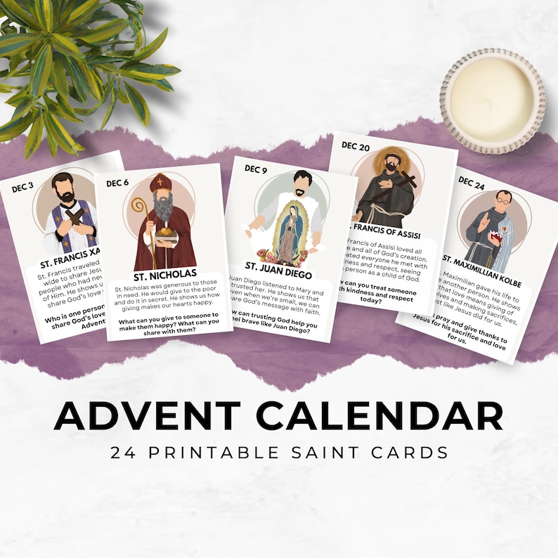 Advent Calendar Printable Cards, Advent Prayer Cards, Advent Activity ...