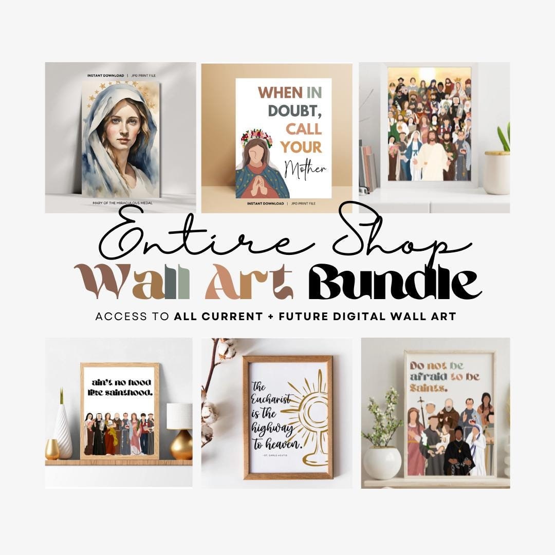 Catholic Wall Art Bundle, Catholic Poster Set, Catholic Art, Catholic ...