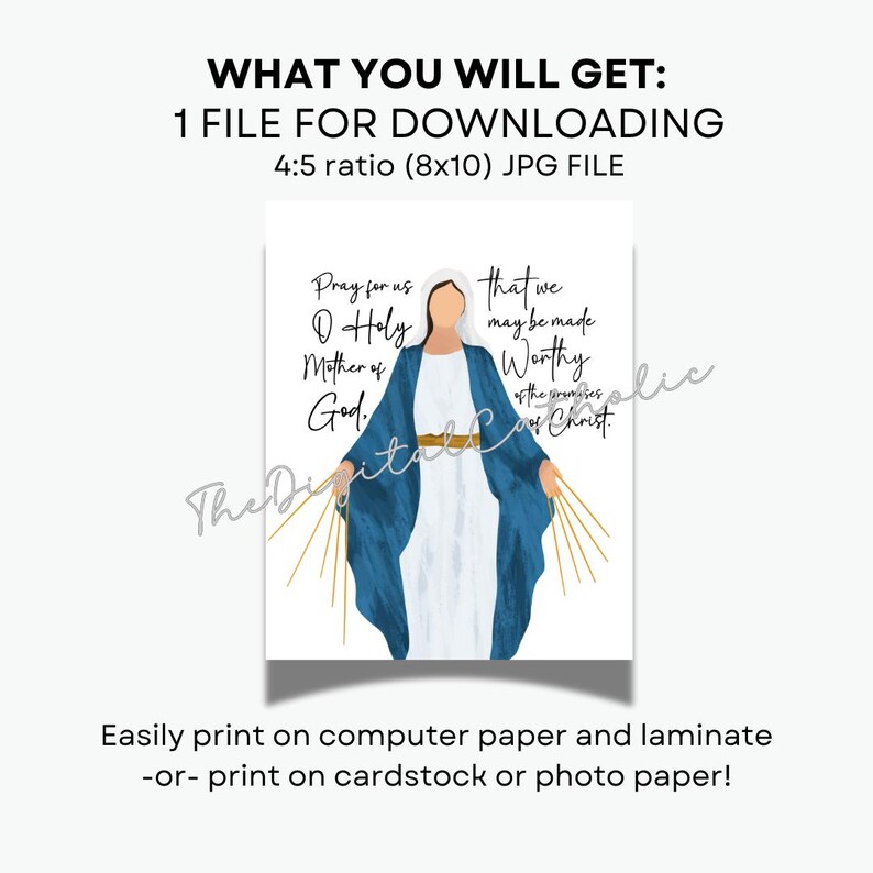 Marian Art, Catholic Wall Art, Catholic Prayer, Catholic Poster ...