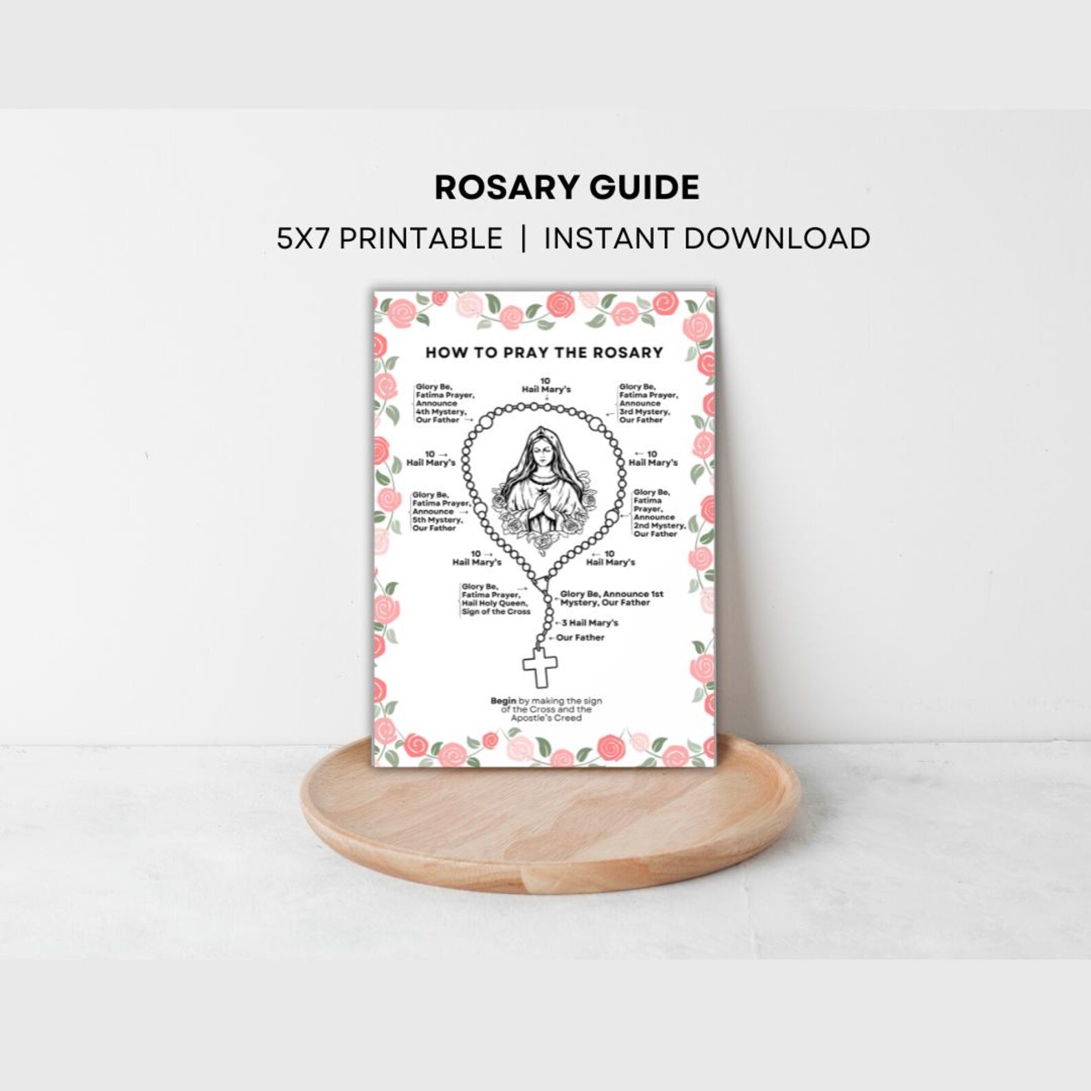 Kids Rosary Guide, Printable Rosary Card, Catholic Prayer Card ...
