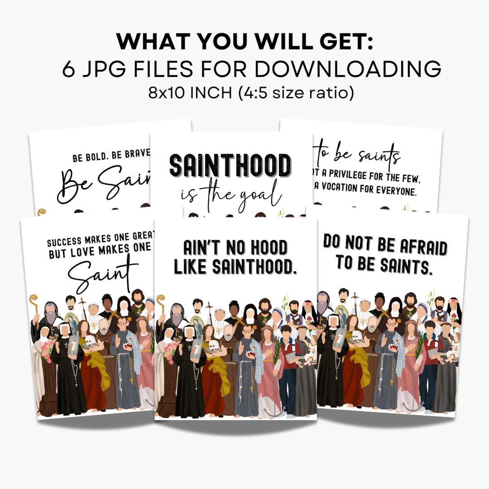 Catholic Saint Wall Art, Catholic Classroom Poster Set, Saint Quote ...