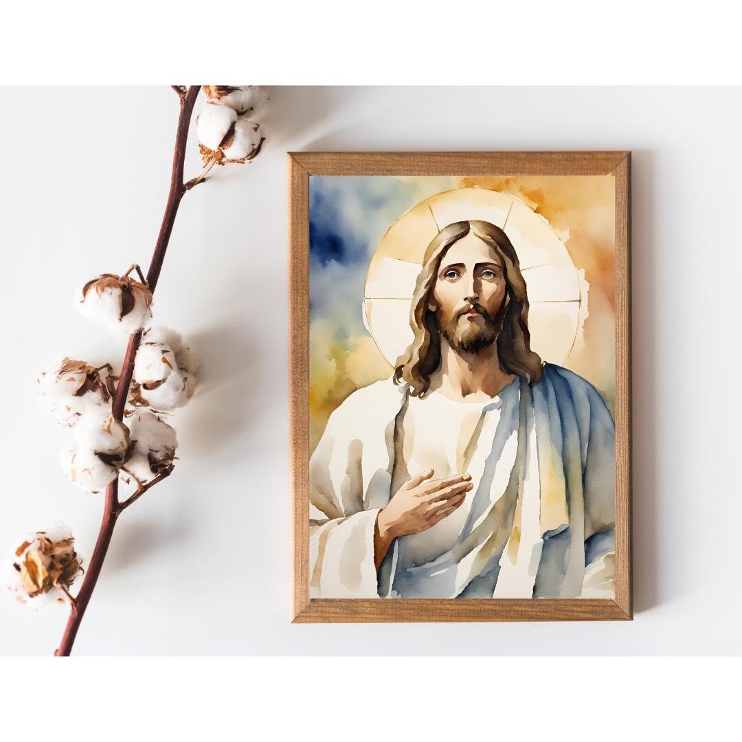 Watercolor Jesus Poster, Catholic Wall Art Catholic Poster Catholic ...