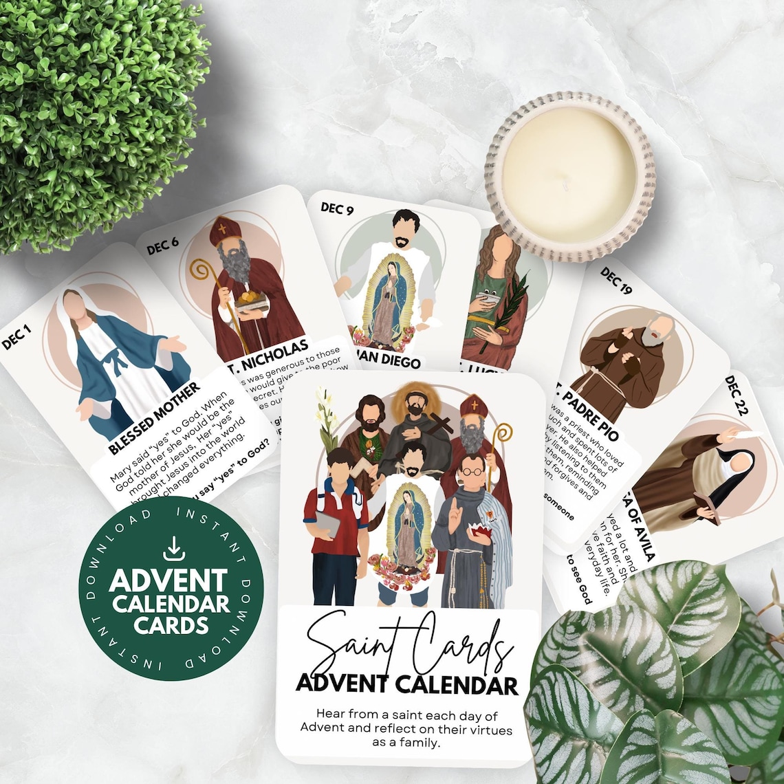 Advent Calendar Printable Cards, Advent Prayer Cards, Advent Activity ...