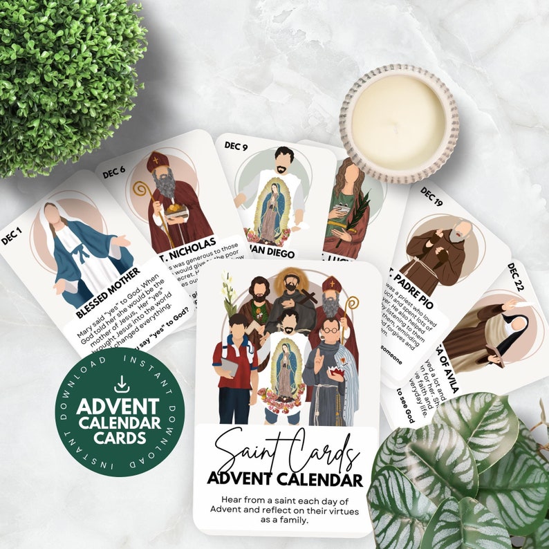 Advent Calendar Printable Cards, Advent Prayer Cards, Advent Activity ...