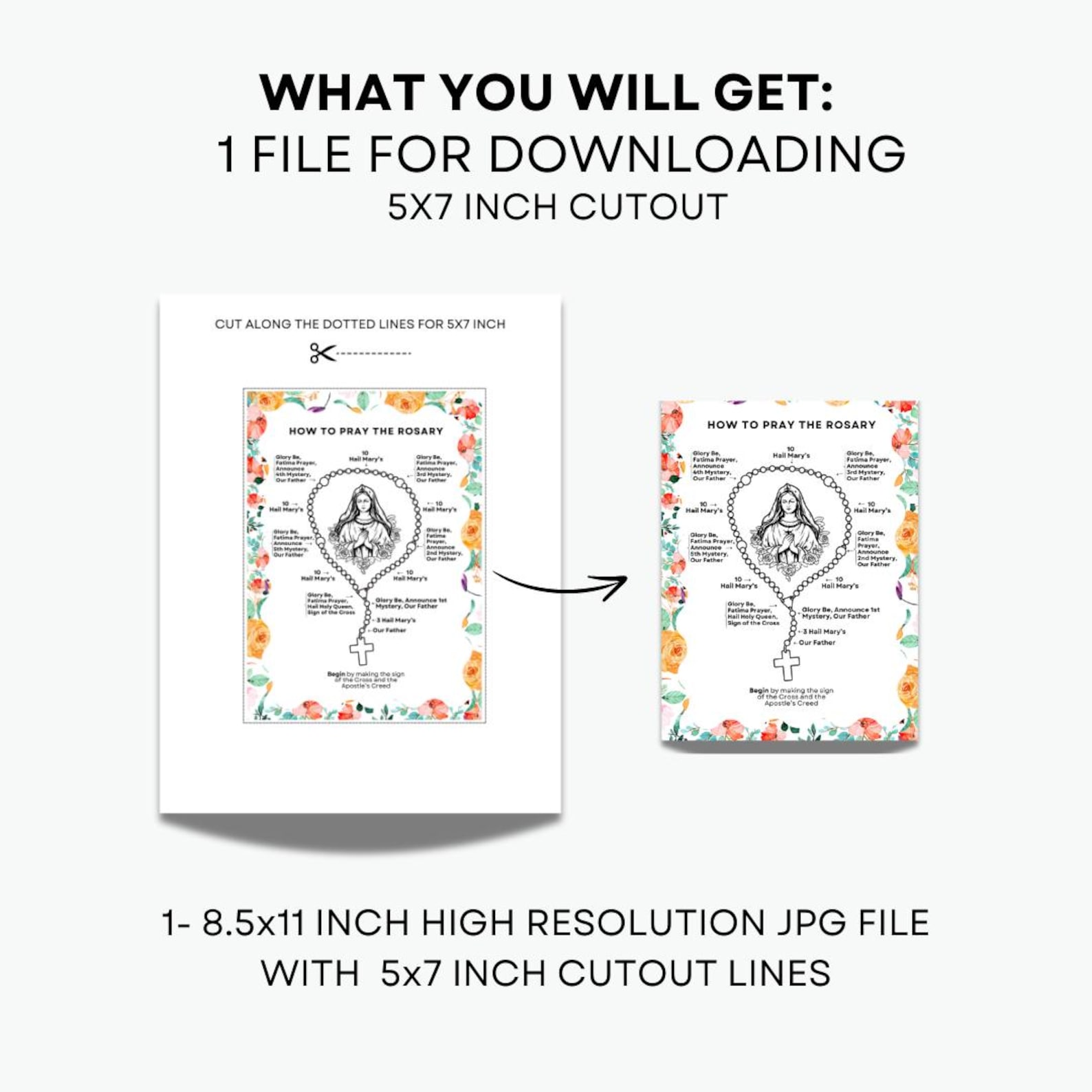 Kids Rosary Guide, Printable Rosary Card, Catholic Prayer Card ...