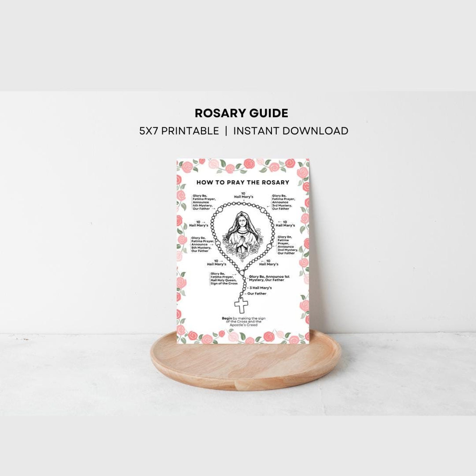 Kids Rosary Guide, Printable Rosary Card, Catholic Prayer Card ...
