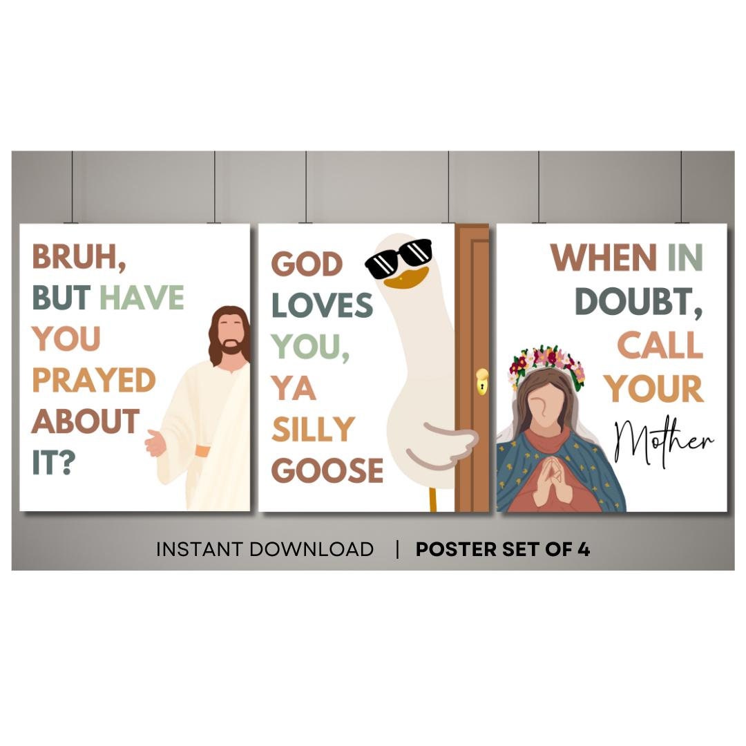 Funny Catholic Poster Bundle, Catholic Classroom Poster Set, Funny Wall ...