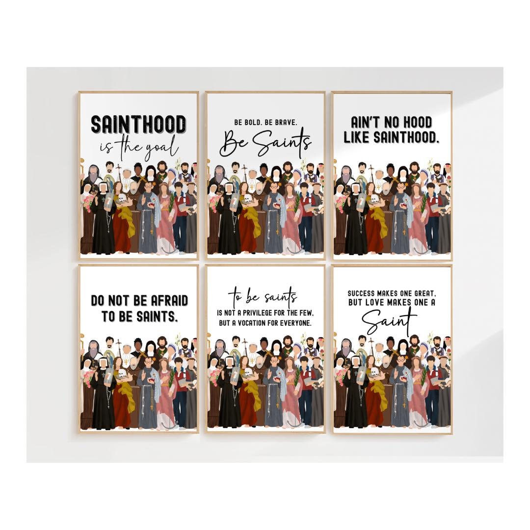 Catholic Saint Wall Art, Catholic Classroom Poster Set, Saint Quote ...