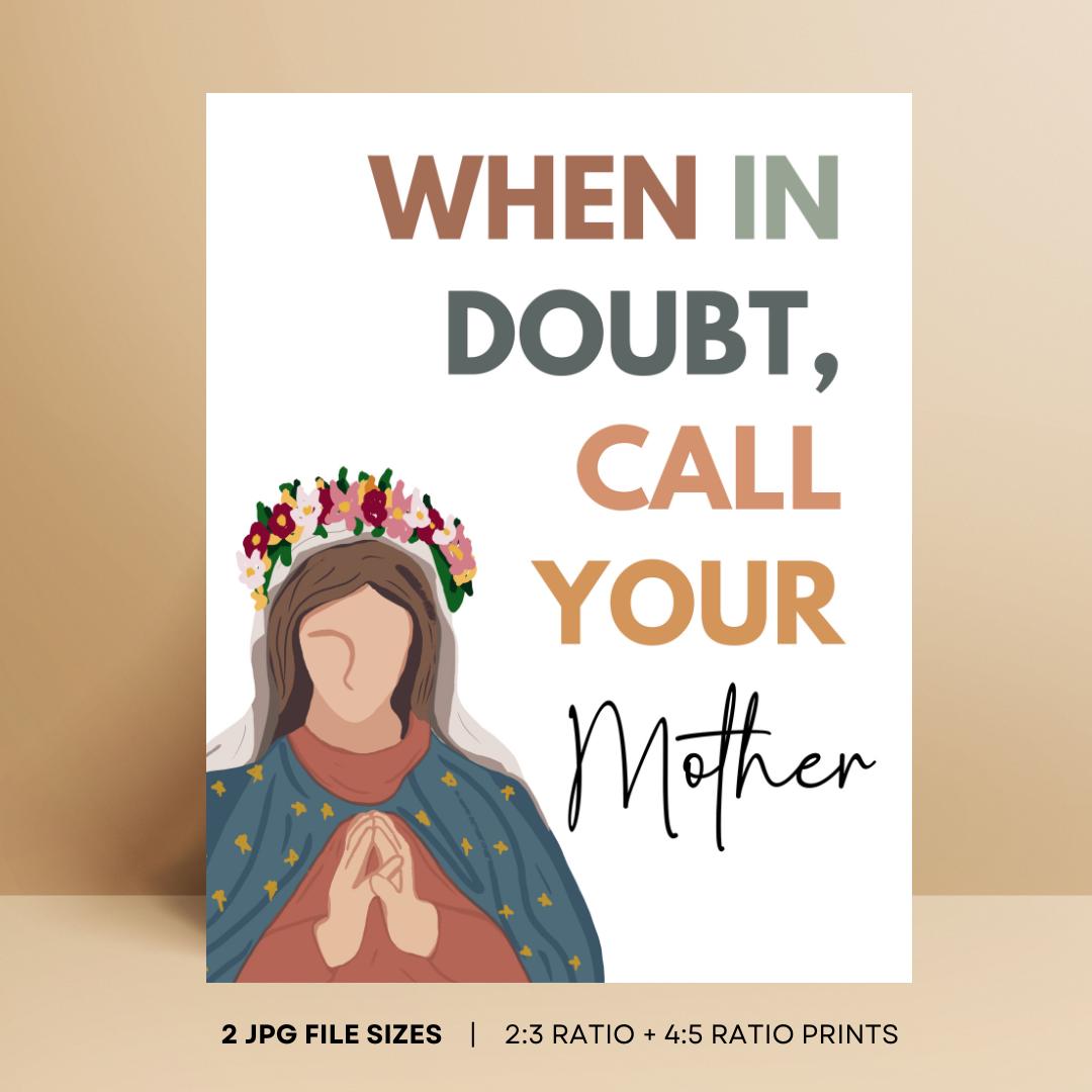 Mother Mary Poster, Catholic Classroom Poster, Catholic Wall Art ...