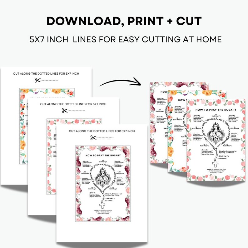 Kids Rosary Guide, Printable Rosary Card, Catholic Prayer Card ...