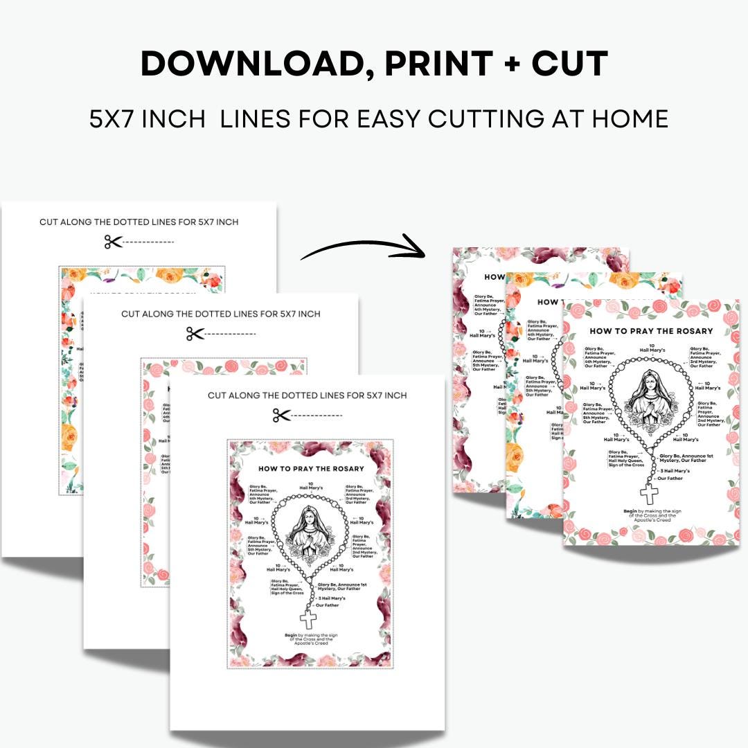 Kids Rosary Guide, Printable Rosary Card, Catholic Prayer Card ...