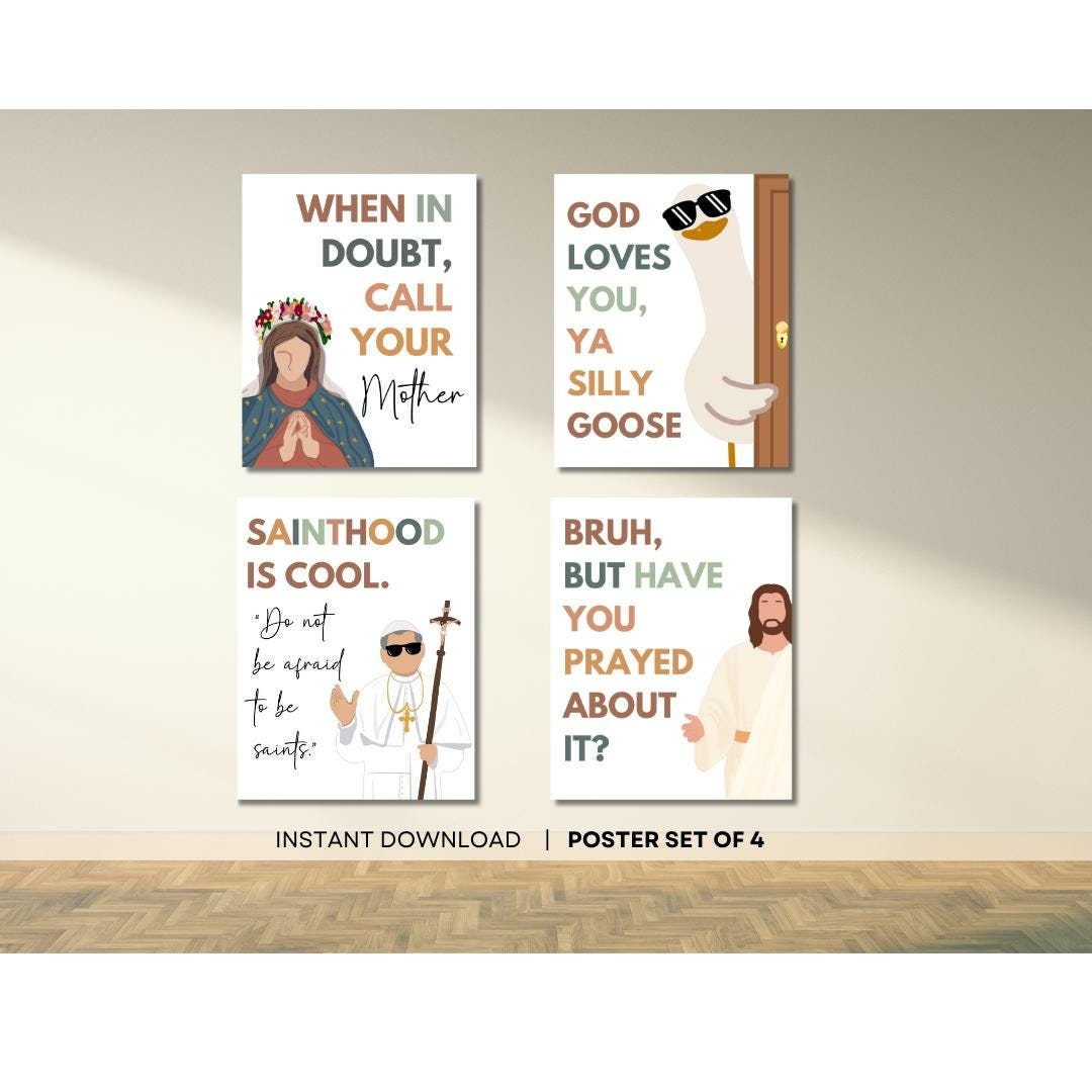 Funny Catholic Poster Bundle, Catholic Classroom Poster Set, Funny Wall ...