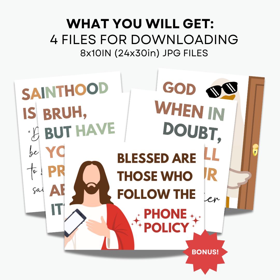 Funny Catholic Poster Bundle, Catholic Classroom Poster Set, Funny Wall ...