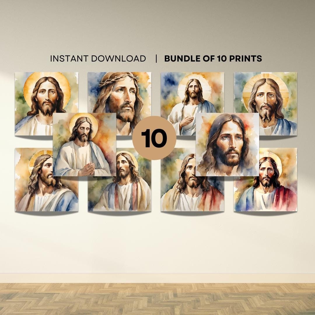 Watercolor Jesus Poster Bundle, Catholic Wall Art, Catholic Poster ...
