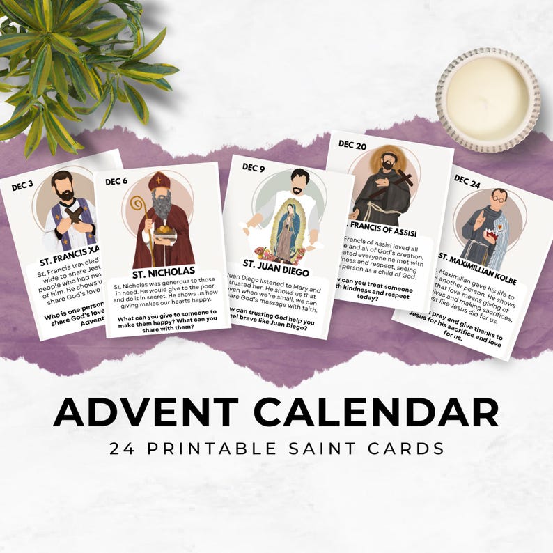 Advent Calendar Printable Cards, Advent Prayer Cards, Advent Activity ...