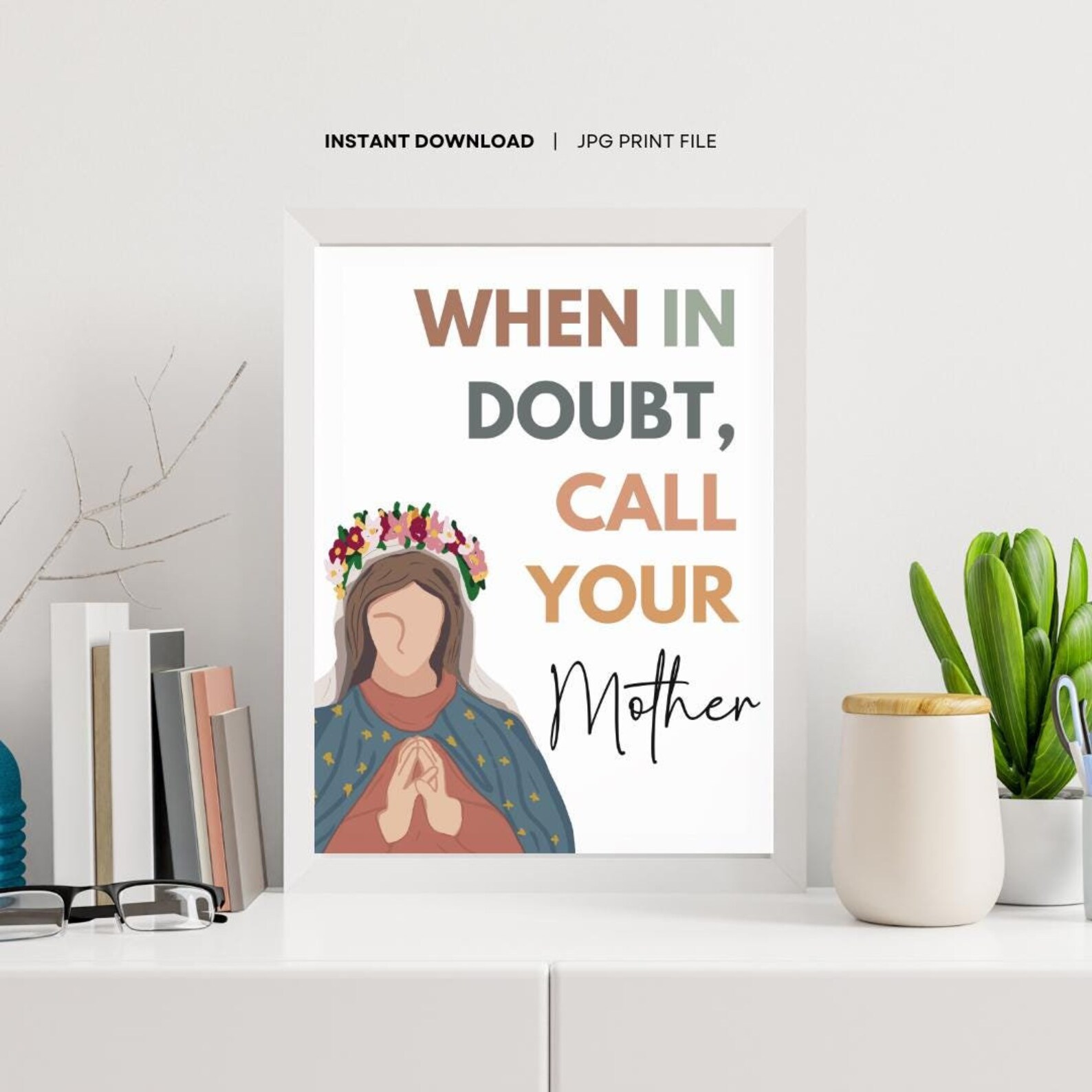 Mother Mary Poster, Catholic Classroom Poster, Catholic Wall Art ...