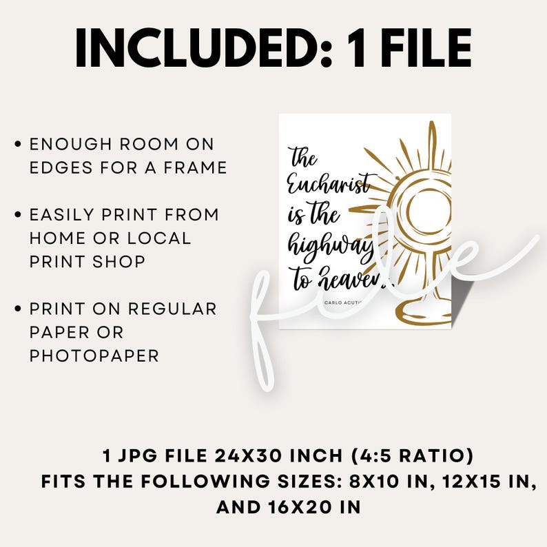 Eucharist Poster, Catholic Wall Art, Saint Carlo Acutis Quote Catholic ...