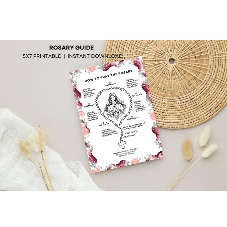 Kids Rosary Guide, Printable Rosary Card, Catholic Prayer Card ...