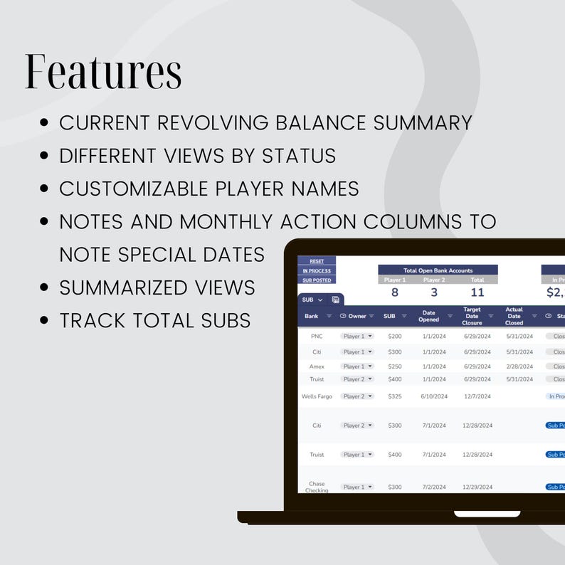 Google Sheet Bank Account Spreadsheet Churning Tracker | Cashback ...
