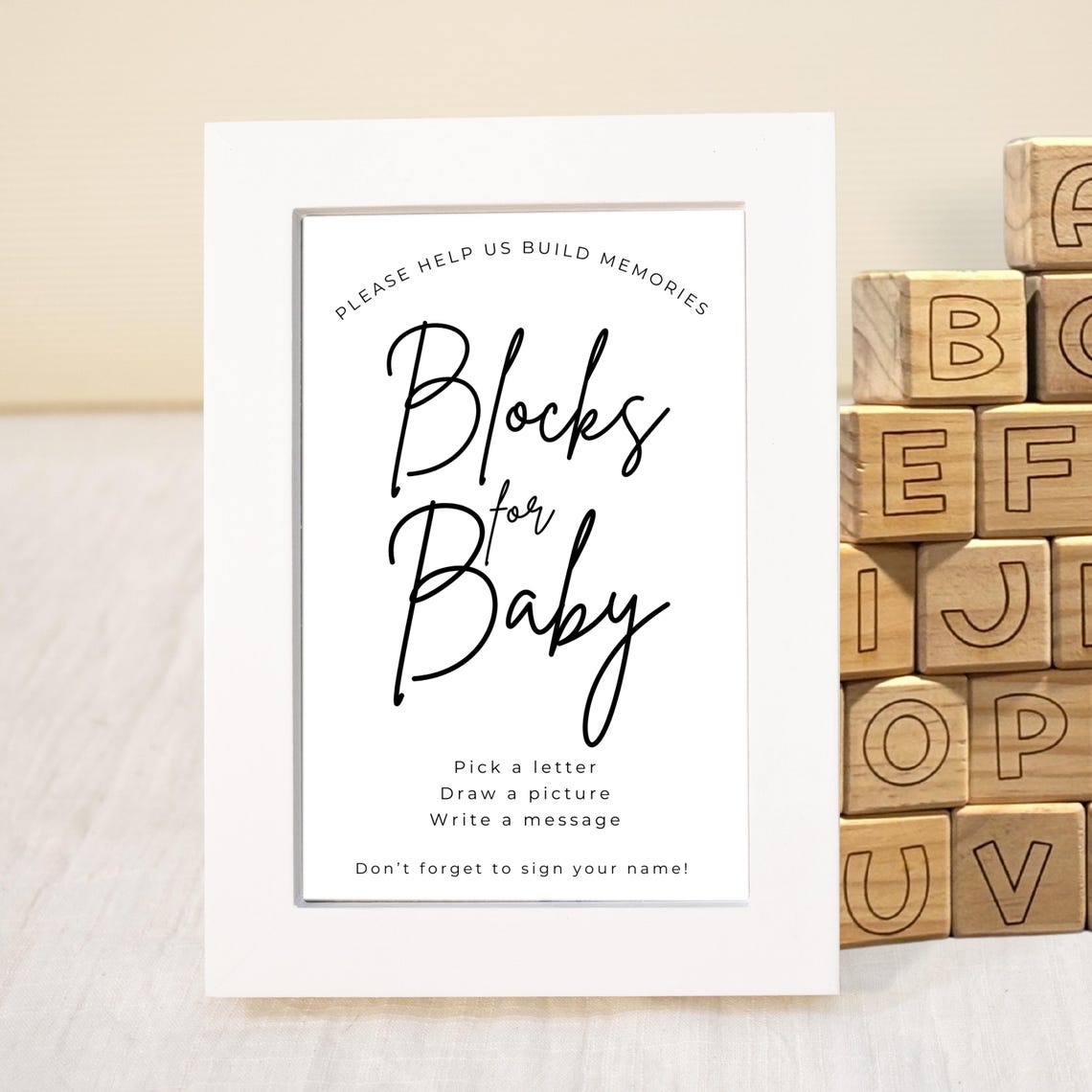 Decorate a Block Baby Shower Sign, Baby Shower Blocks Activity ...