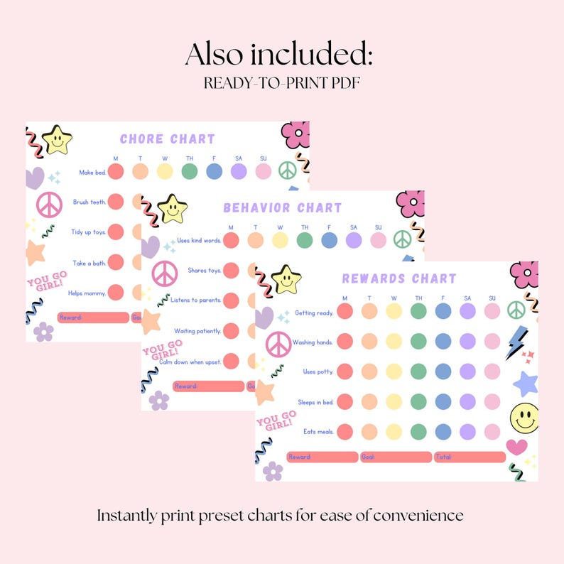 Printable Reward Chart Reward Chart for Girls Girl Reward Chart Chore ...