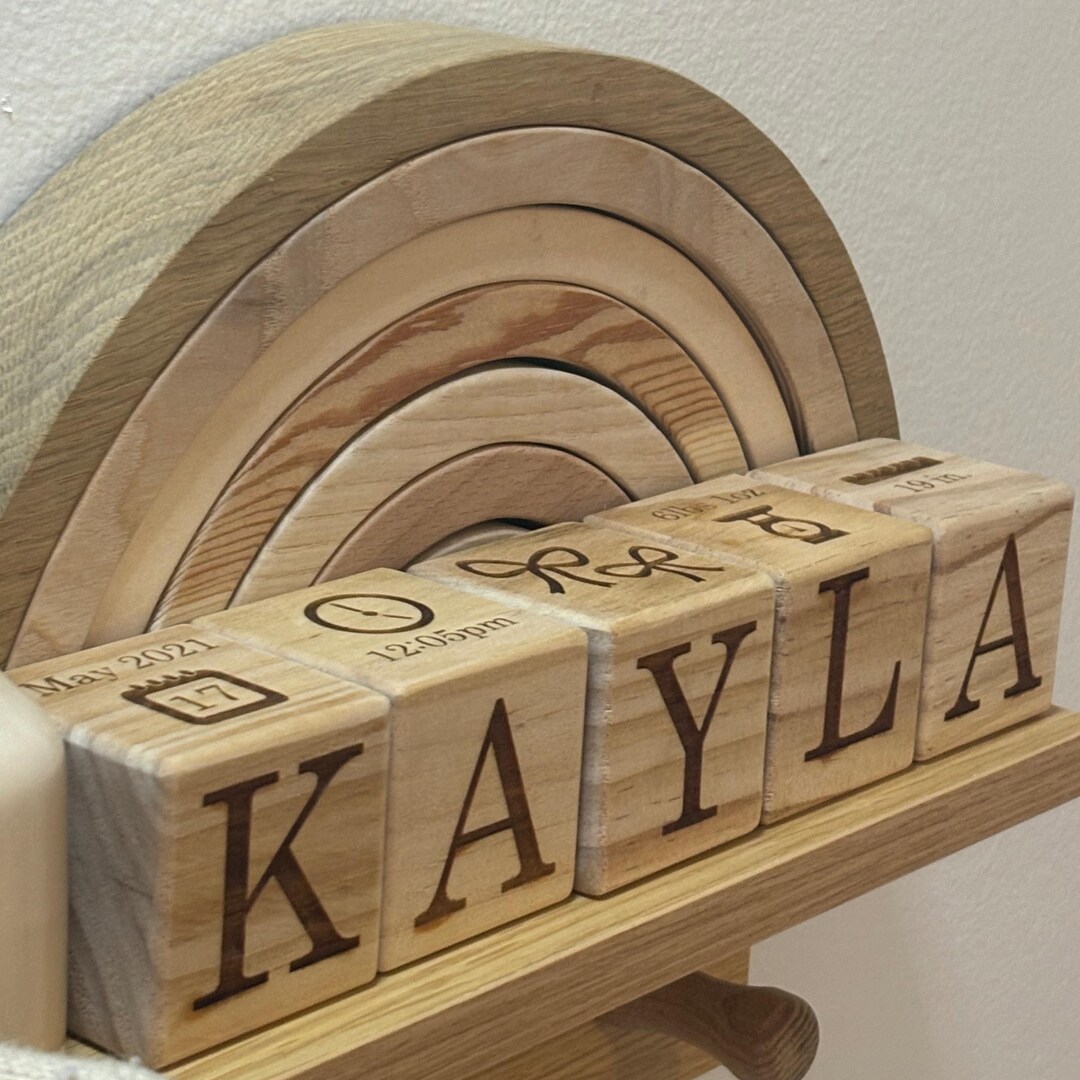 Wooden Baby Block Nursery Decor Personalized Baby Block Birth Stat ...